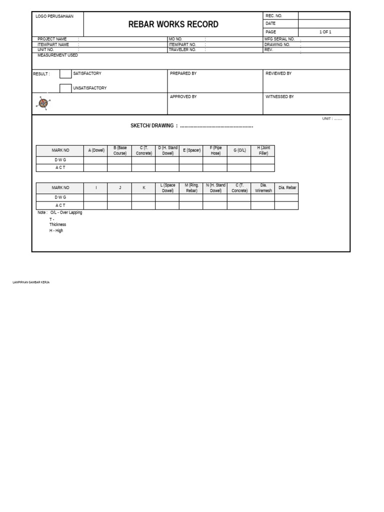 Rebar Works Record | PDF