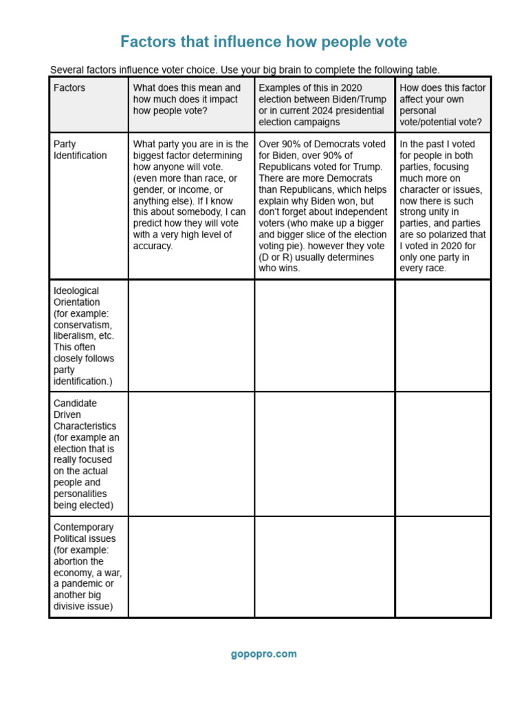 Voter Influence Factors Explained | PDF