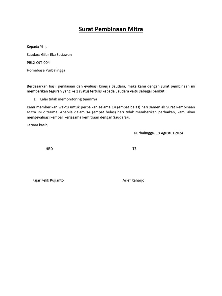 Surat Pembinaan GILAR | PDF | Karier & Perkembangan