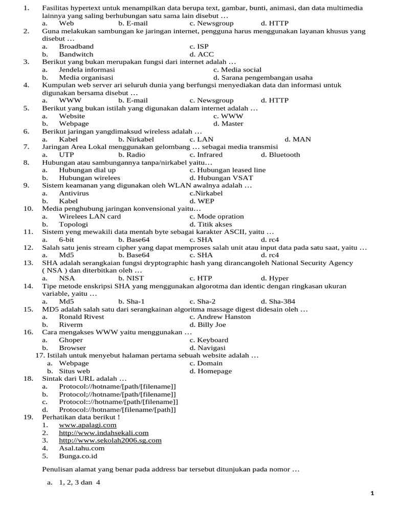 Soal Informatika KLS Viii | PDF | Teknologi & Rekayasa