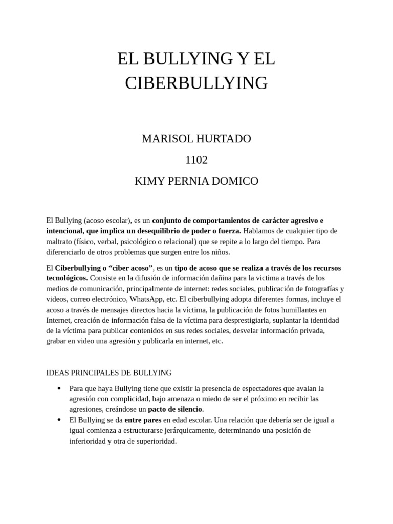 Cyberbullying y Ciber Acoso | PDF | Acoso cibernético | Psicología Social