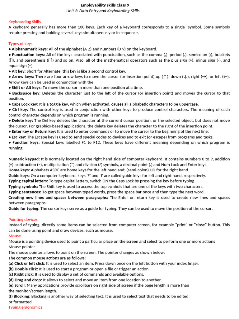 Data Entry and Keyboarding Skills | PDF | Computer Keyboard | Human–Computer Interaction