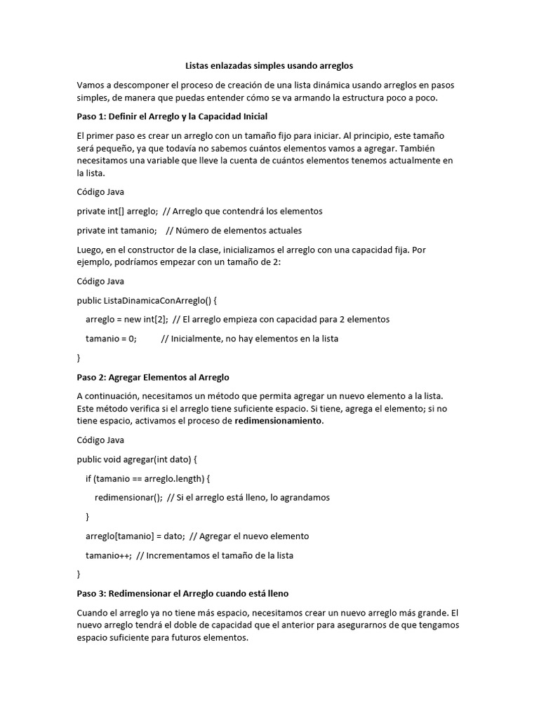Listas Enlazadas Simples Usando Arreglos | PDF | Programación de ...
