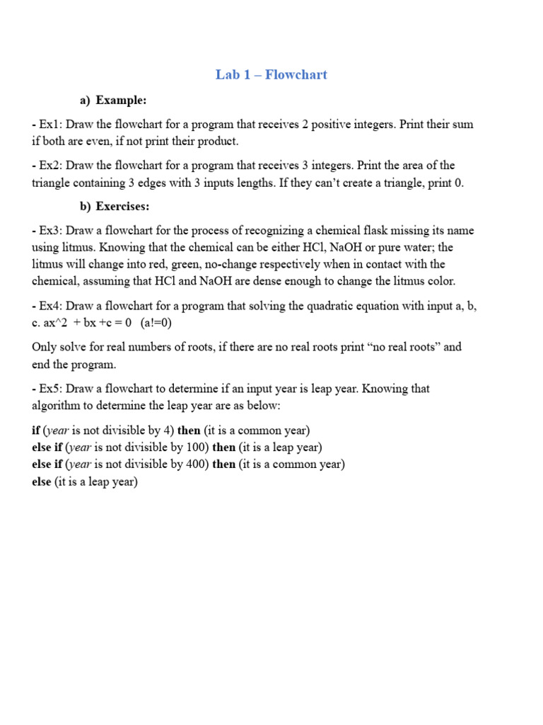 Lab 1 - Flowchart | PDF | Teaching Methods & Materials | Science ...