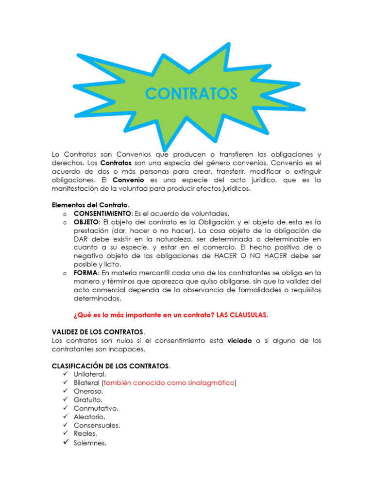 Elementos y Tipos de Contratos Mercantiles | PDF | Consentimiento | Derecho contractual