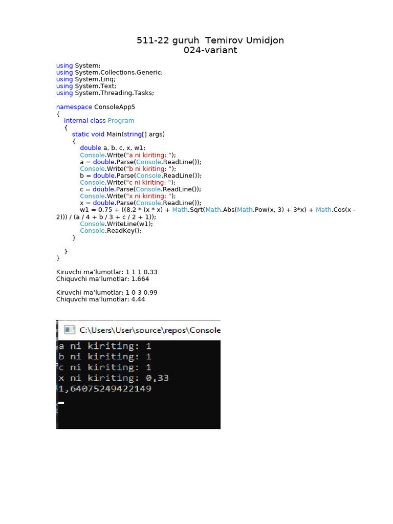 511-22 Guruh Temirov Umidjon 024-Variant | PDF