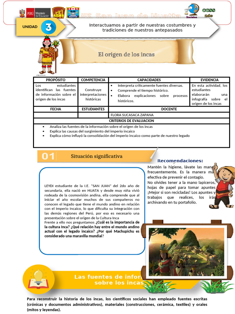 FICHA DE ACTIVIDAD actividad 01 | PDF | Imperio Inca | Perú