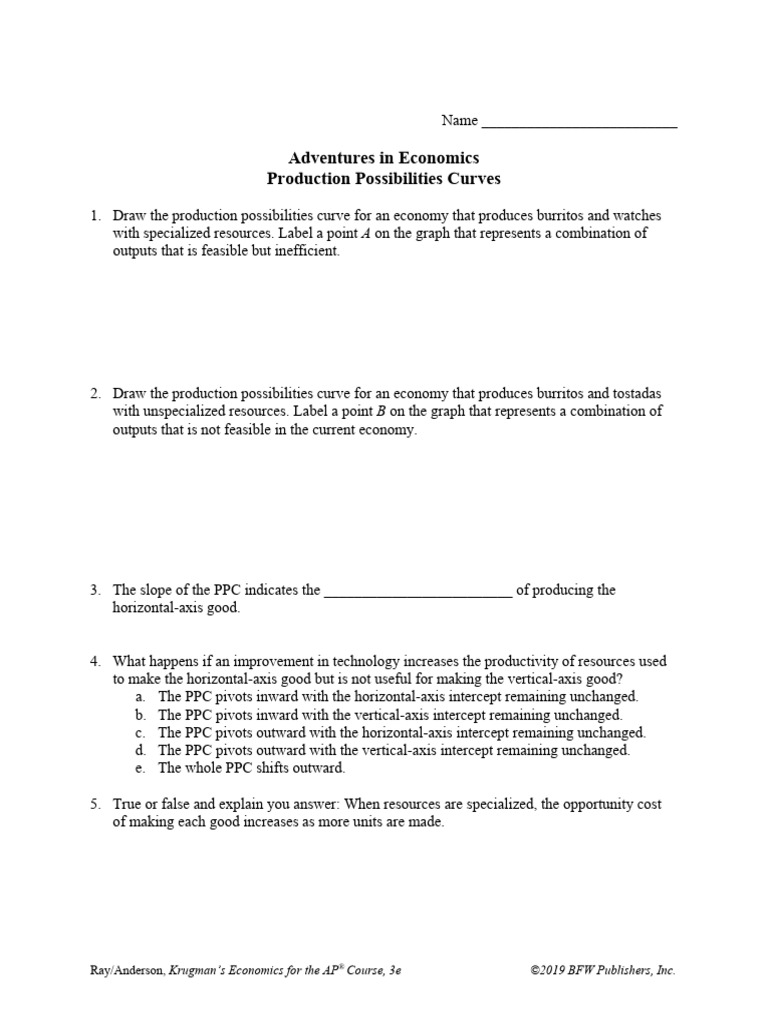 Production Possibilities Curve Analysis | PDF | Trade | Production And ...