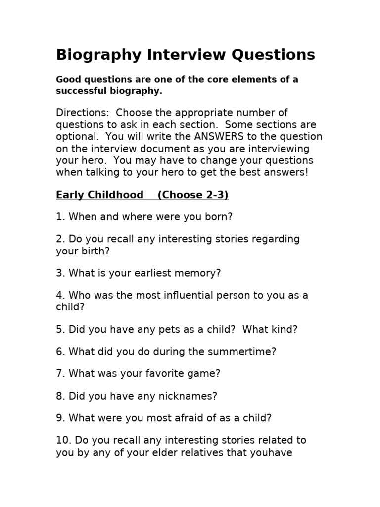 Biography Interview Questions | PDF
