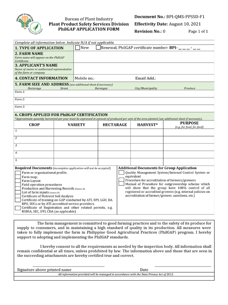 PhilGAP Certification Application | PDF
