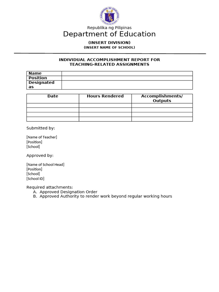 Individual Accomplishment Report | PDF