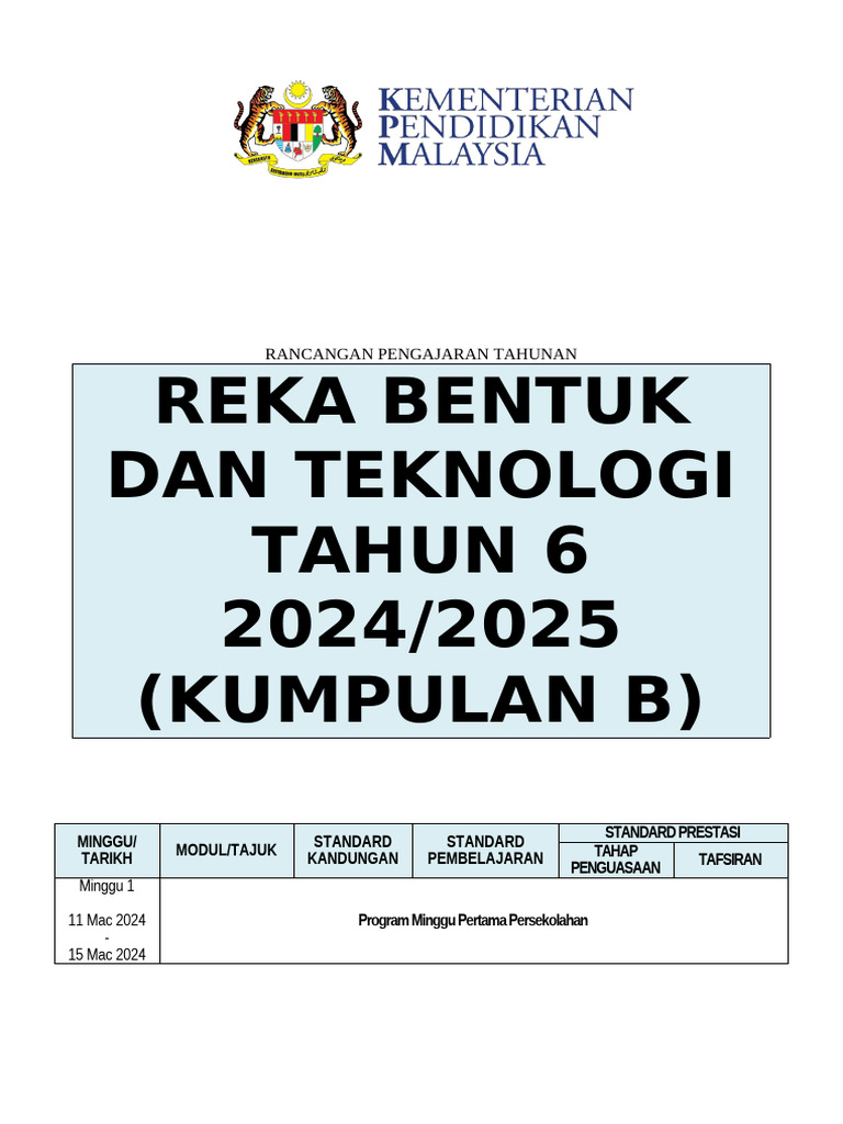 RPT 2024 RBT Tahun 6 (Kumpulan B) | PDF