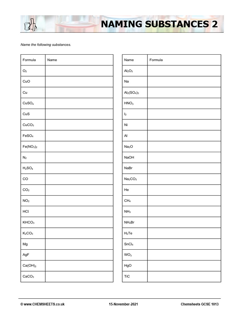 GCSE Chemistry: Naming Substances | PDF