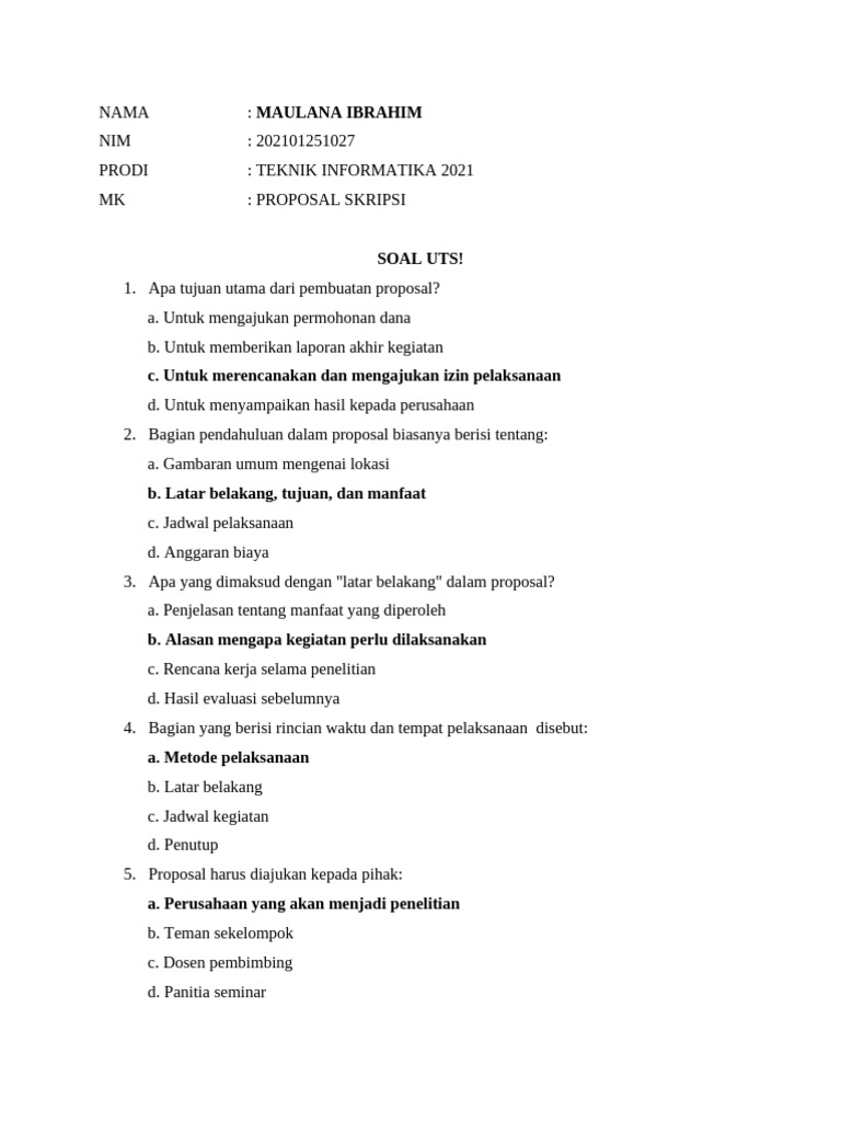 Uts Proposal | PDF | Karier & Perkembangan