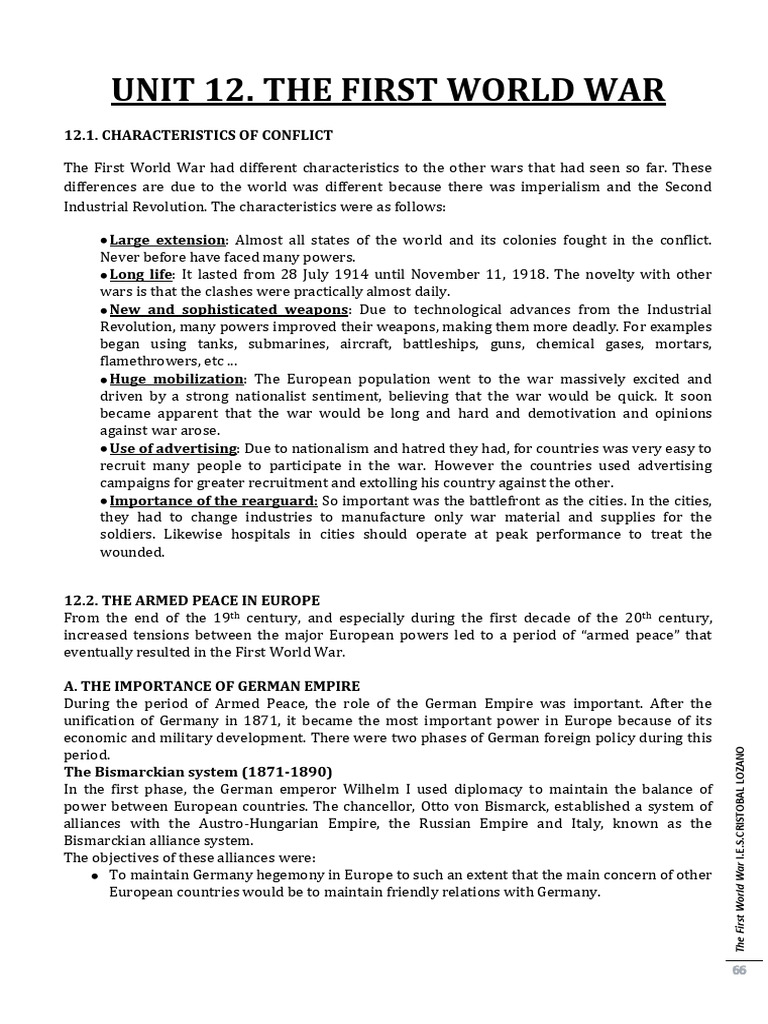 Unit 12. The First World War | PDF | Austria Hungary | Allies Of World ...