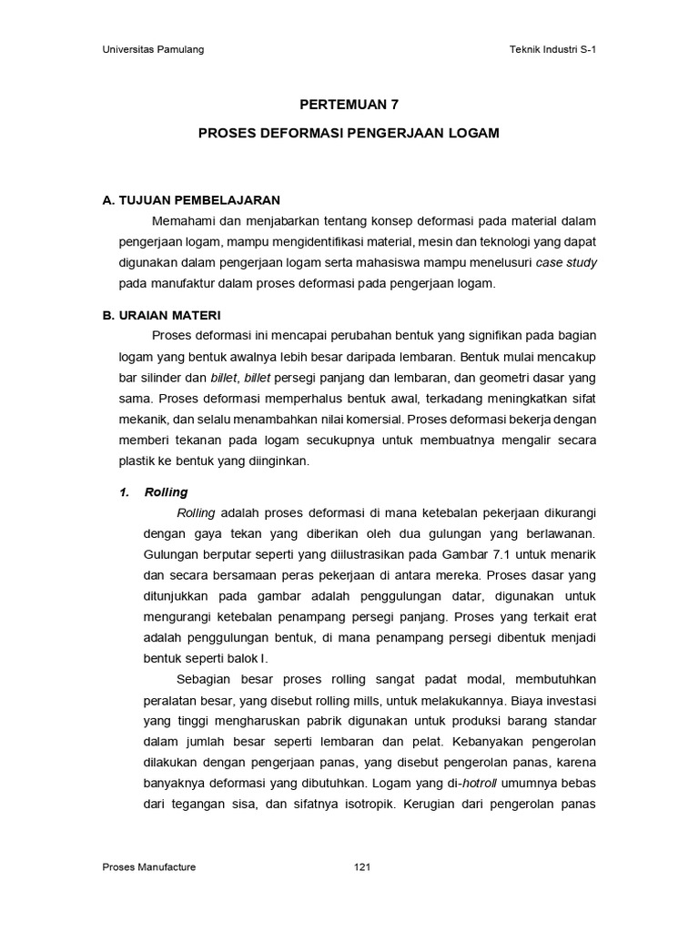 Tin0132 - 07 - Proses Deformasi Pengerjaan Logam (Elearning PRT 7 ...
