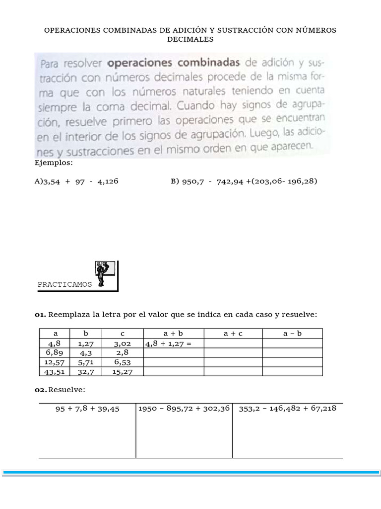 Operaciones Con Decimales | PDF