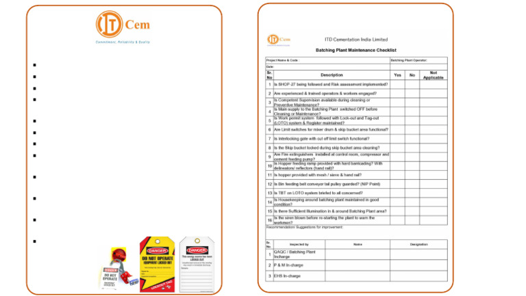 Safety Pocket Card - LOTO System For Batching Plant | PDF | Finance ...