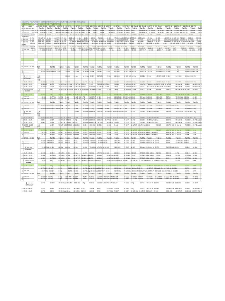 Jad Pelajaran Semester Genap 2021-2022-Dikonversi | PDF