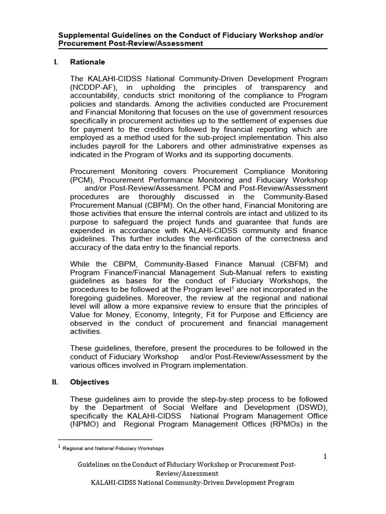 PPR Guidelines and Fiduciary Workshop | PDF | Procurement | Regulatory ...