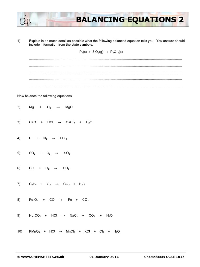 05-Balancing Equations 02 | PDF | Chemistry | Materials