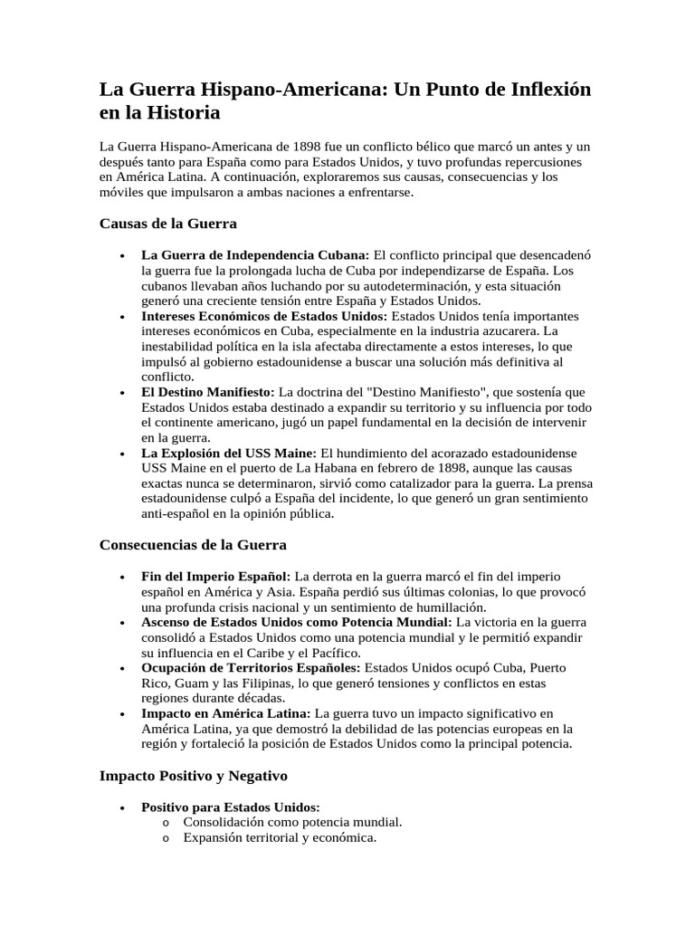 Guerra Hispanoamericana | PDF | Cuba | Los Estados Unidos
