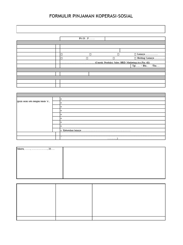 Form Pinjaman Koperasi | PDF