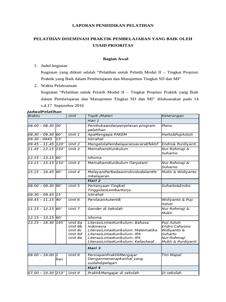 CONTOH - LAPORAN - DIKLAT - USAID - Docx Filename UTF-8''CONTOH LAPORAN ...