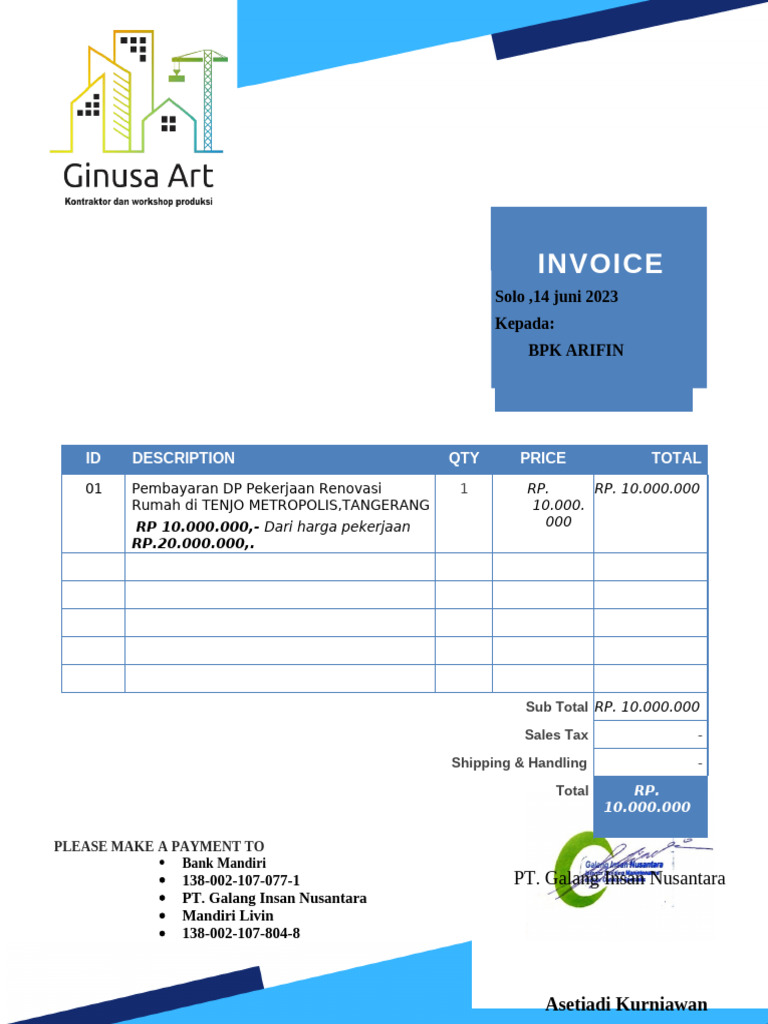 INVOICE Pak Arifin | PDF