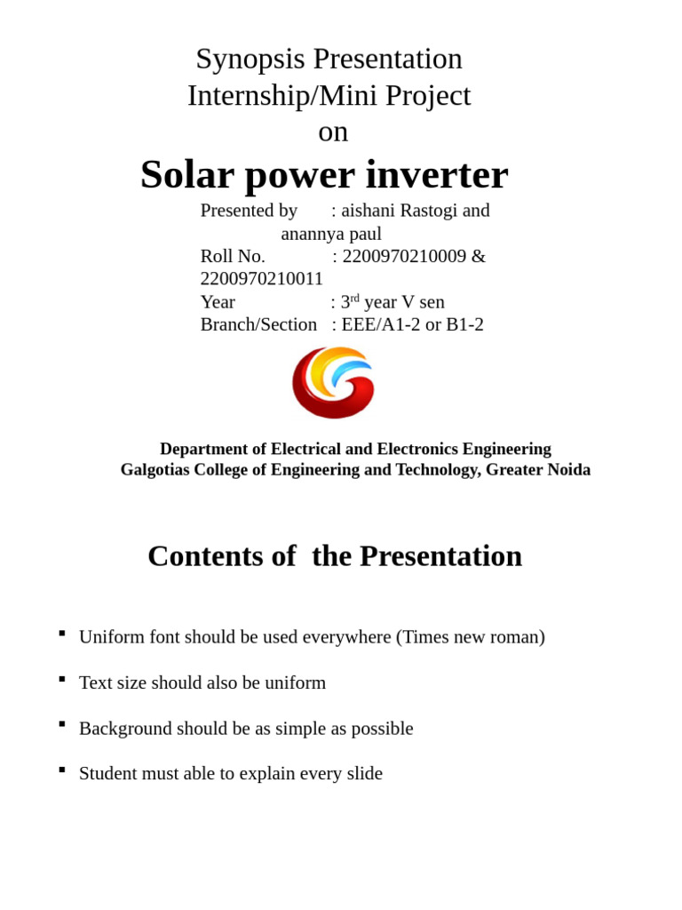 Presenatation Format - MPIA LAB-1 | PDF | Power Inverter | Direct Current