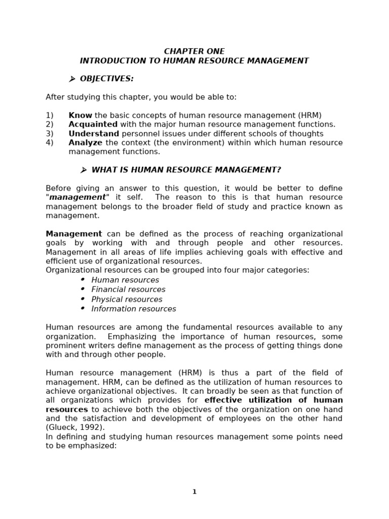 HRM CH 1 & 2 | PDF | Human Resource Management | Human Resources