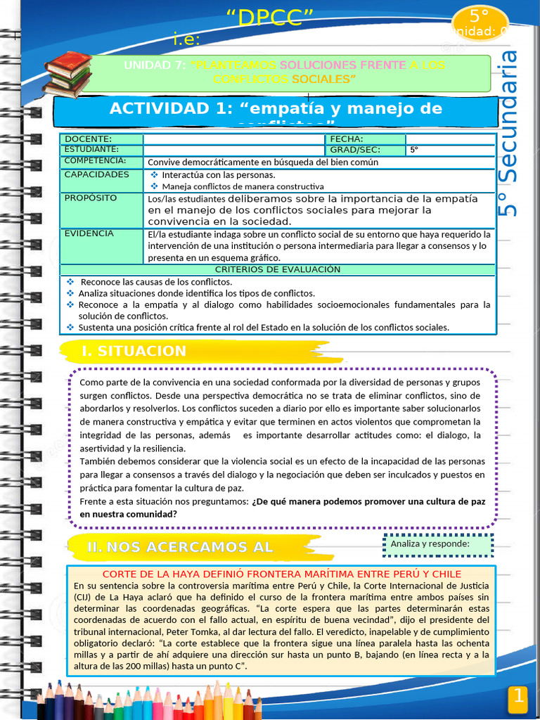 5° DPCC - Actv.01-Unid.7 2023 | PDF | Las emociones | Sicología