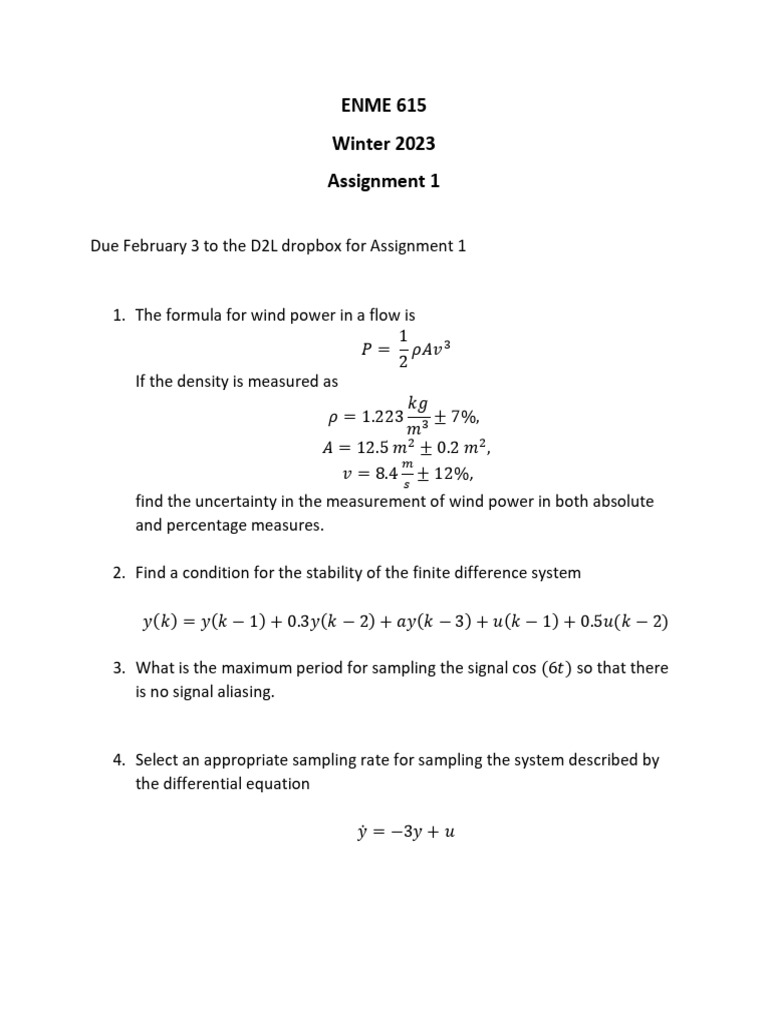 ENME 615 Assign 1 Winter 2023 | PDF