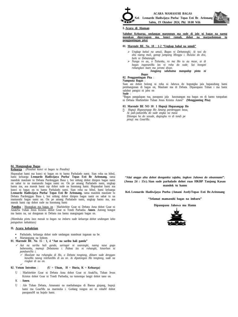 Acara Mamasuki Bagas | PDF | Seni & Disiplin Bahasa | Kajian Bahasa Asing