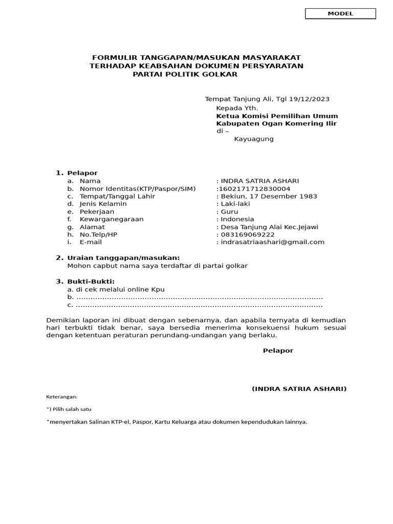 Model Pencabutan Heldes Golkar | PDF