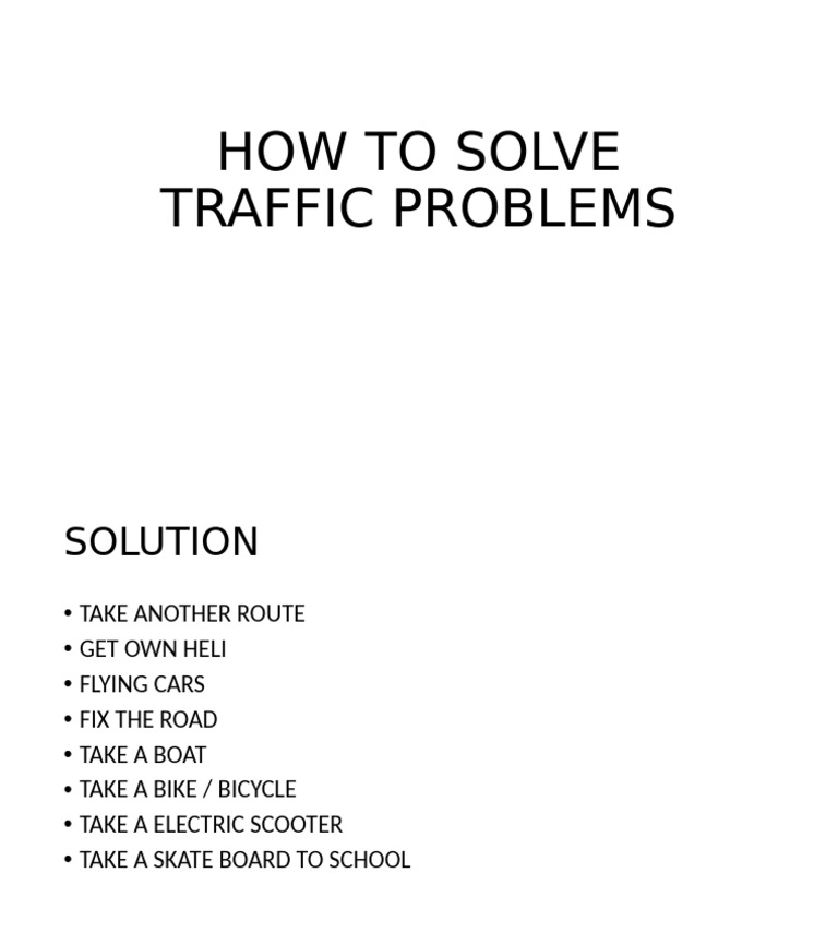 How To Solve Traffic Problems | PDF