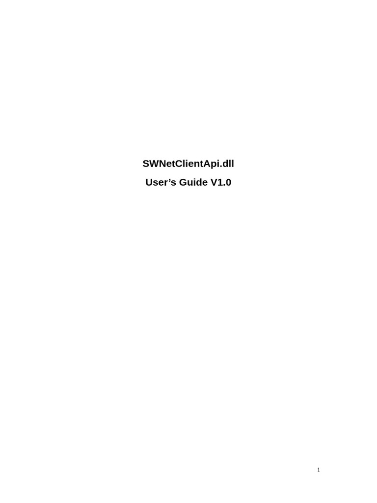 SWNetClientApi - DLL UserGuideV1.0 | PDF | Computer Science | Computer Engineering