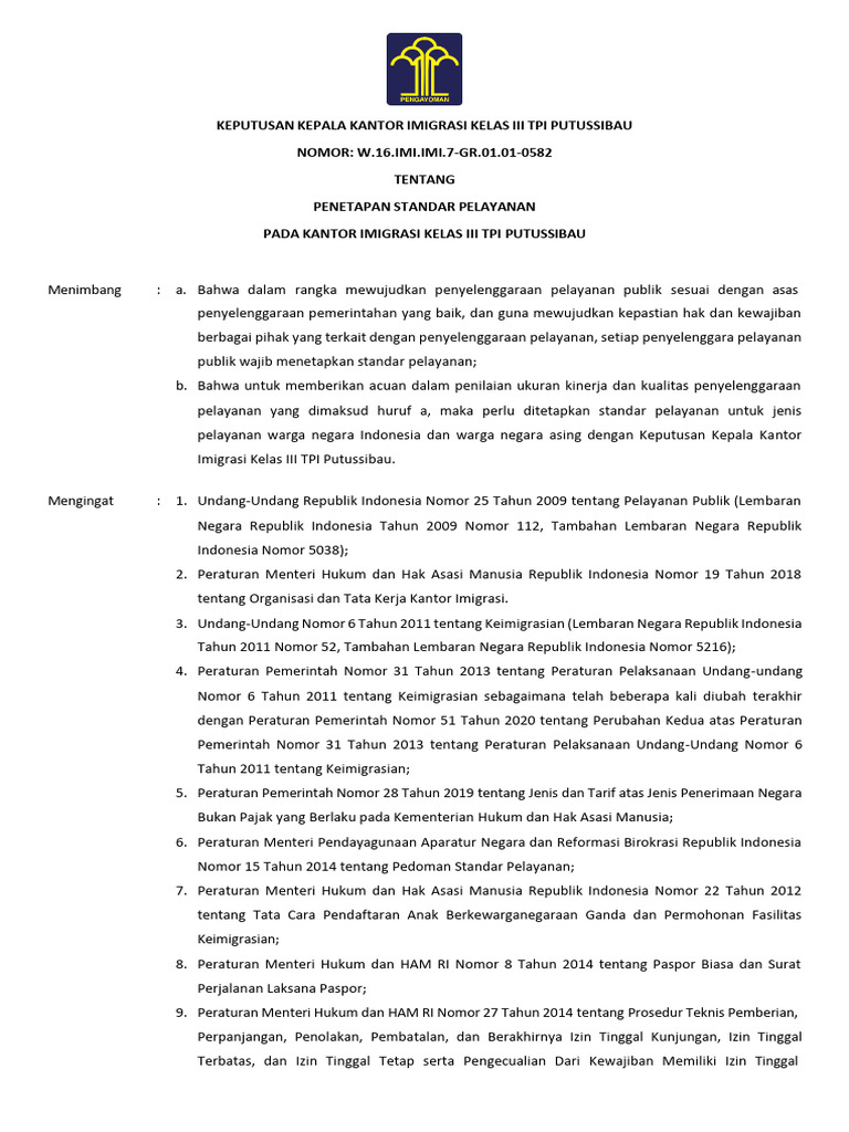 SK Standar Pelayanan 2024 | PDF