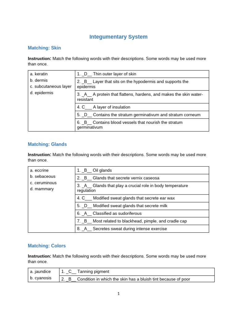 AHP106 Wk2 Assignment | PDF | Skin | Epidermis