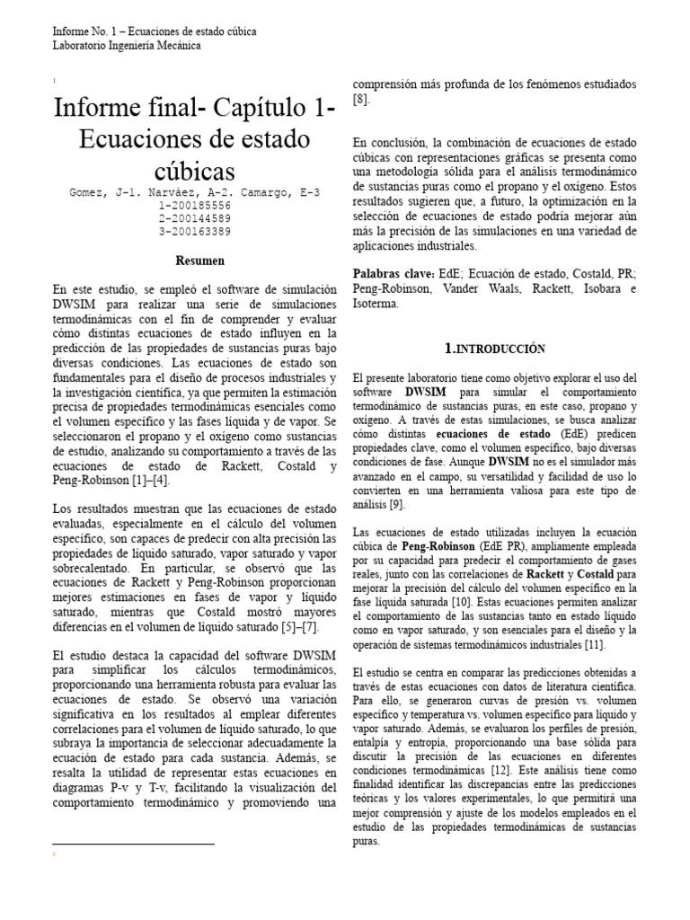 Informe Final-Capitulo1 | PDF | Vapor | Gases