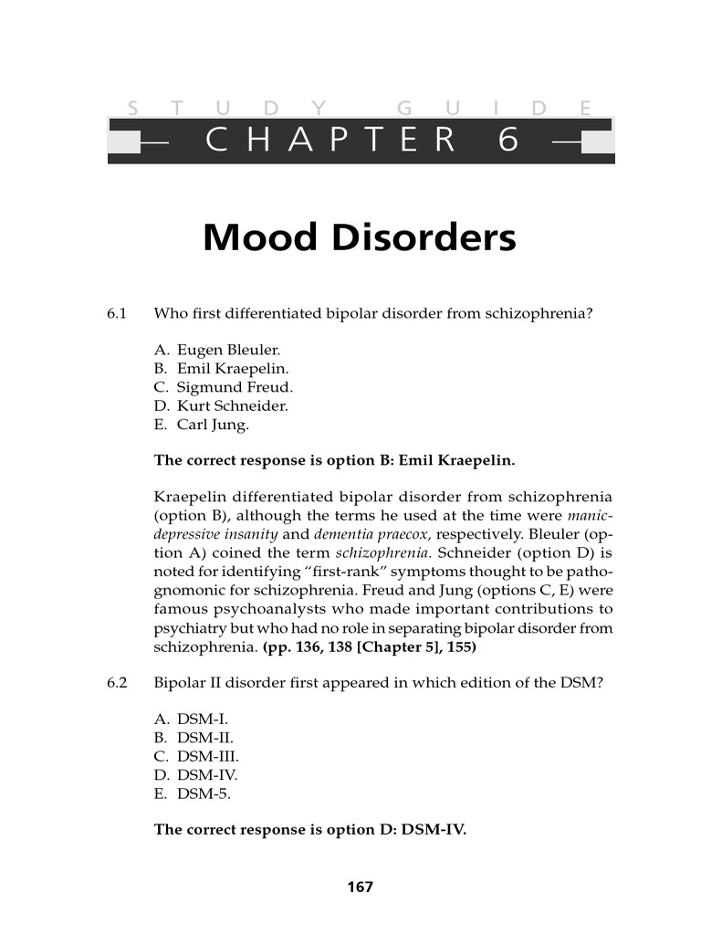 Mood Disorders Questions | PDF | Major Depressive Disorder | Bipolar ...