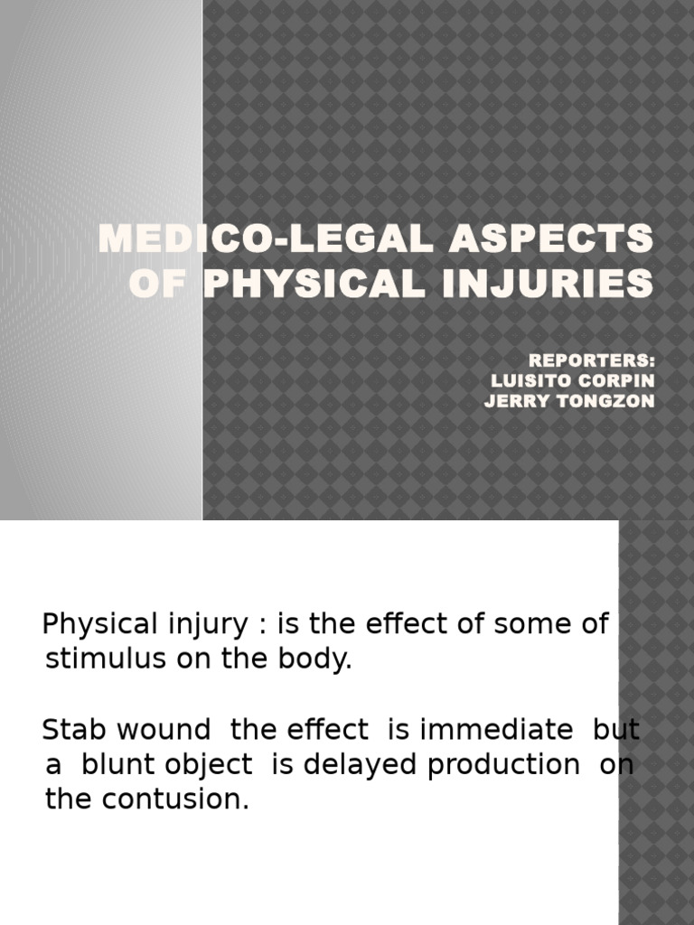 Medico-Legal Insights on Physical Injuries | PDF | Venom | Wound