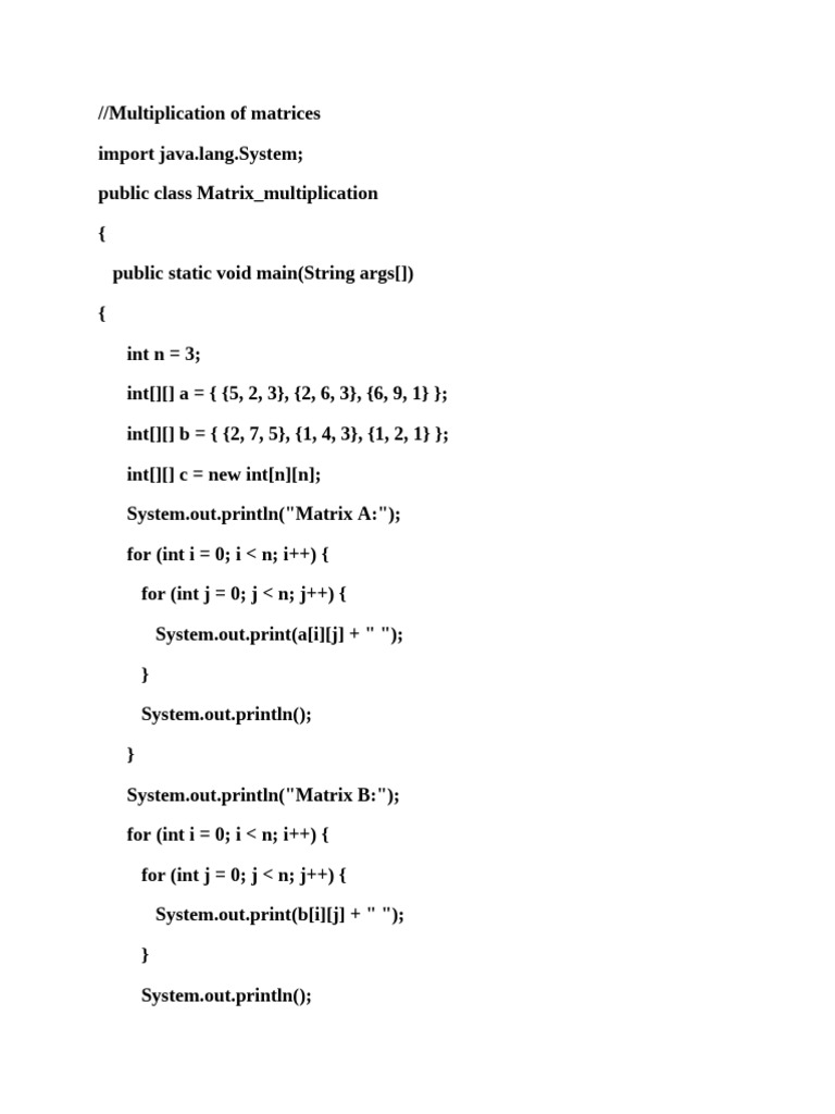 Multiplication of Matrices | PDF | Computers