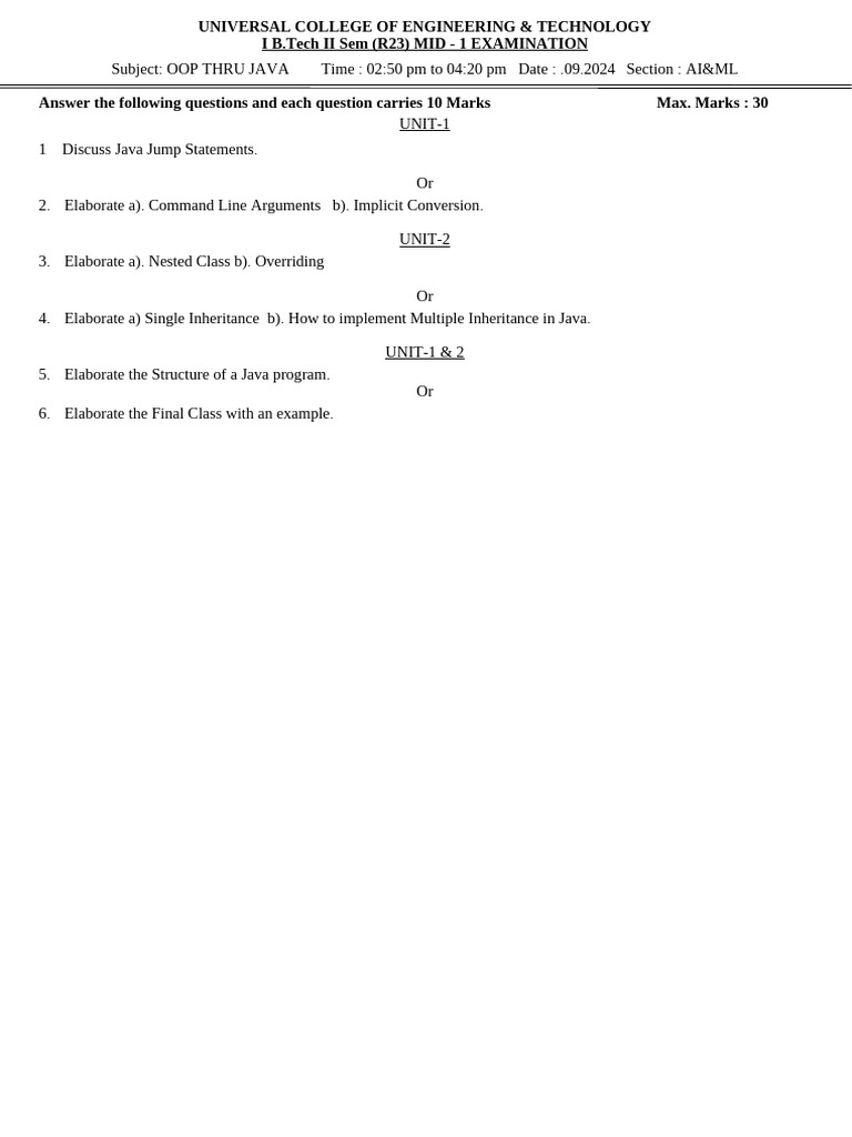 Oop Thru Java 2 1 Aiml r23 | PDF