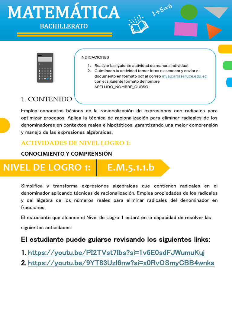 Guia de Estudio 3-Matematica-1ro Bgu | PDF