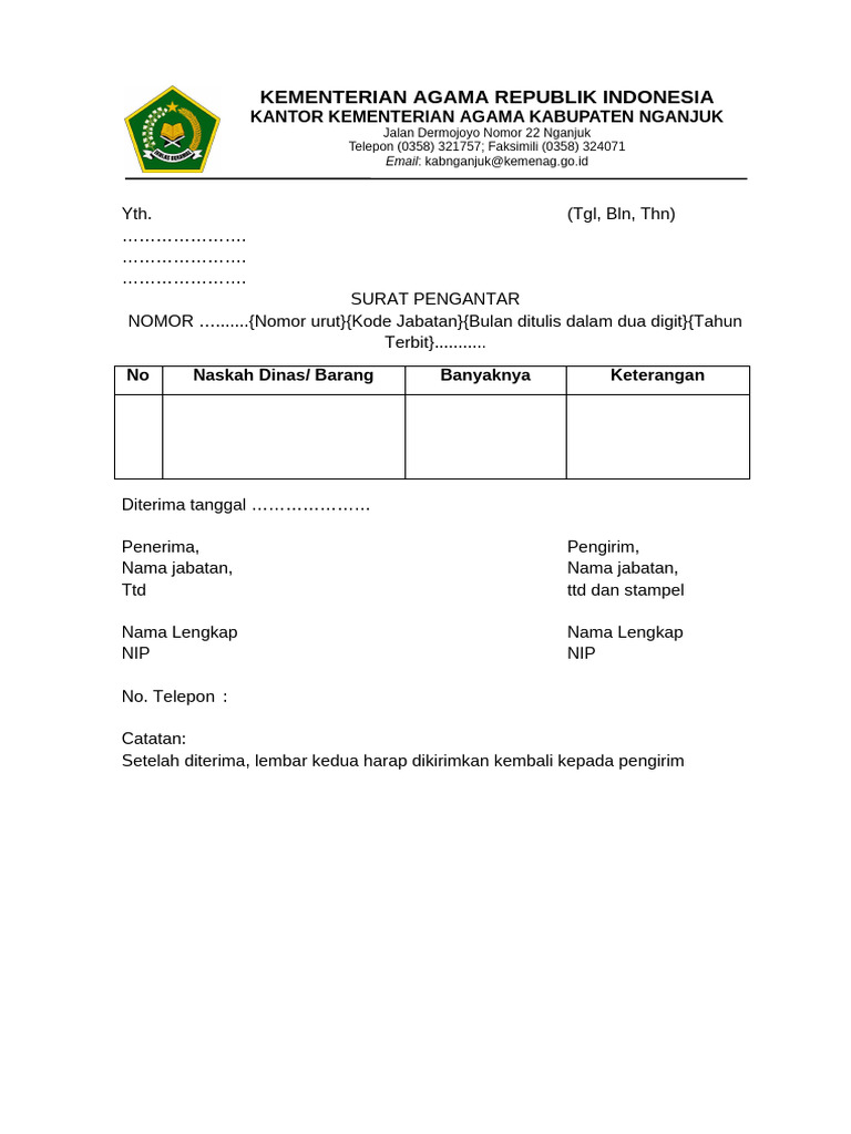 Format Surat Pengantar | PDF