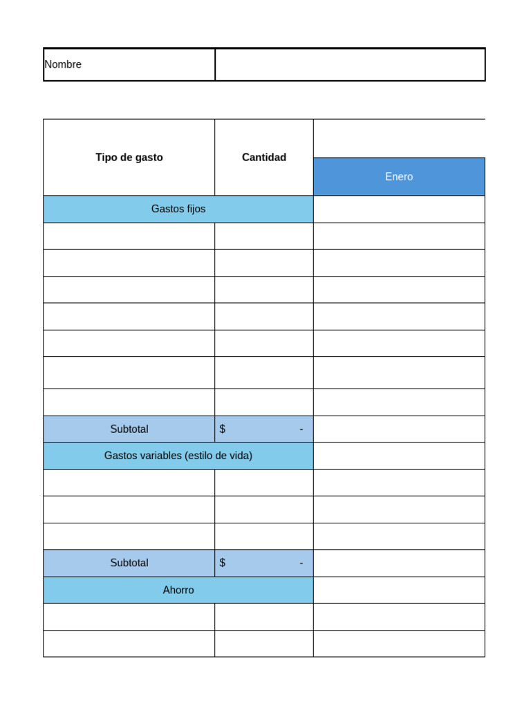 Ejemplo Control de Gastos | PDF