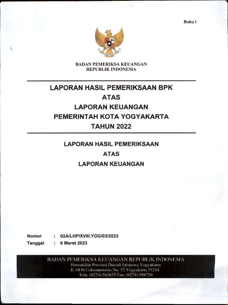 LHP LKPD 2022 Buku 1 | PDF | Pengelolaan Keuangan & Uang