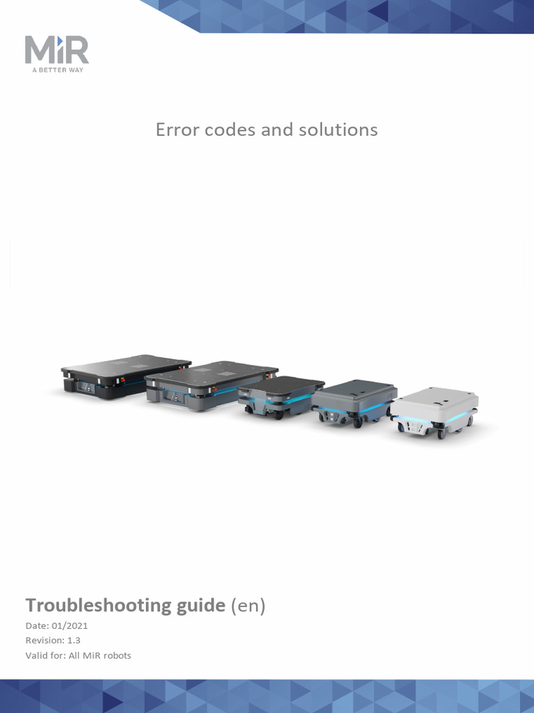 MiR Error Code List | PDF | Electrical Connector | Troubleshooting