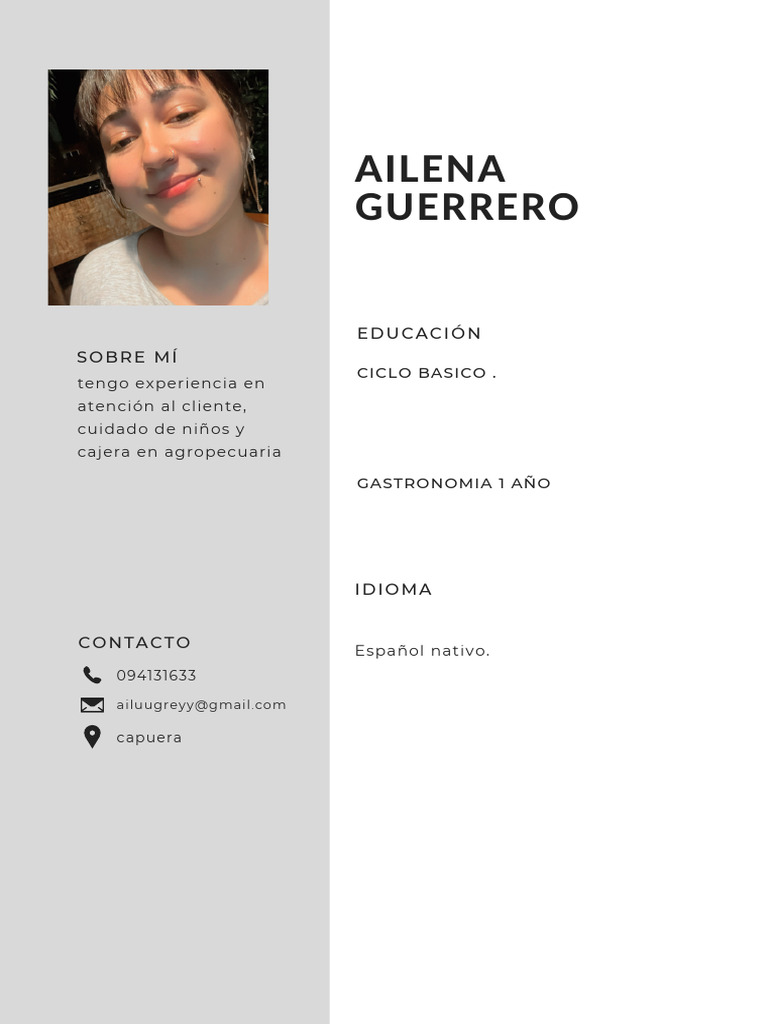 CV Con Foto Trabajo Formal Joven Blanco Neutro | PDF